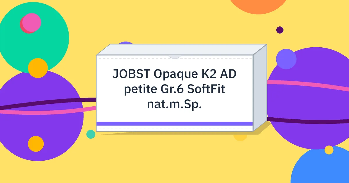 Symbolbild: Packung mit der Aufschrift JOBST Opaque K2 AD petite Gr.6 SoftFit nat.m.Sp. (PZN 11250591) – Verfügbarkeit und Bezug in Apotheken in Frankfurt am Main