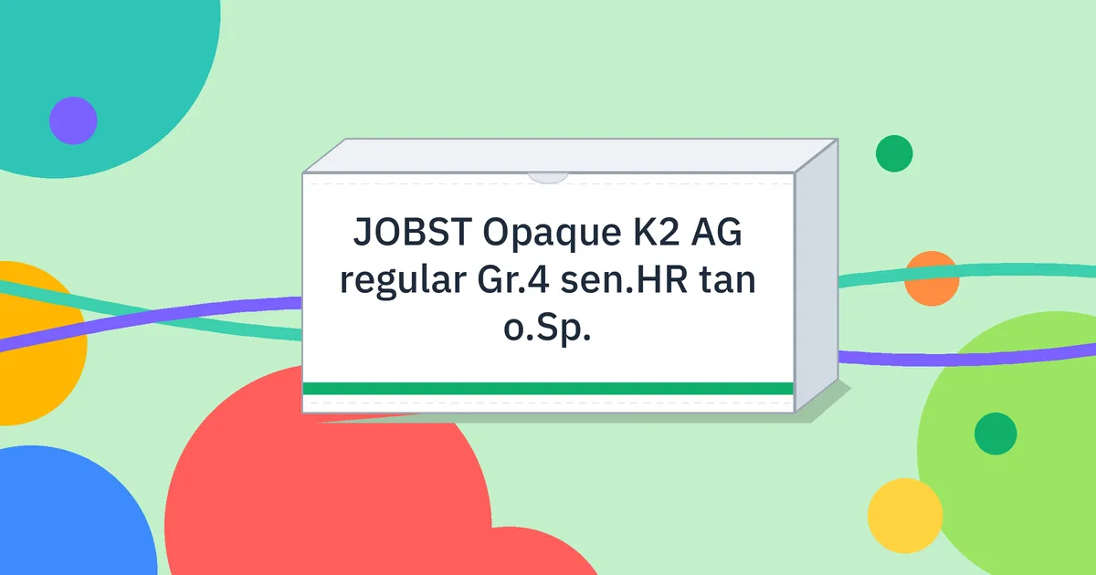 Symbolbild: Packung mit der Aufschrift JOBST Opaque K2 AG regular Gr.4 sen.HR tan o.Sp. (PZN 16281484) – Verfügbarkeit und Bezug in Apotheken in Frankfurt am Main