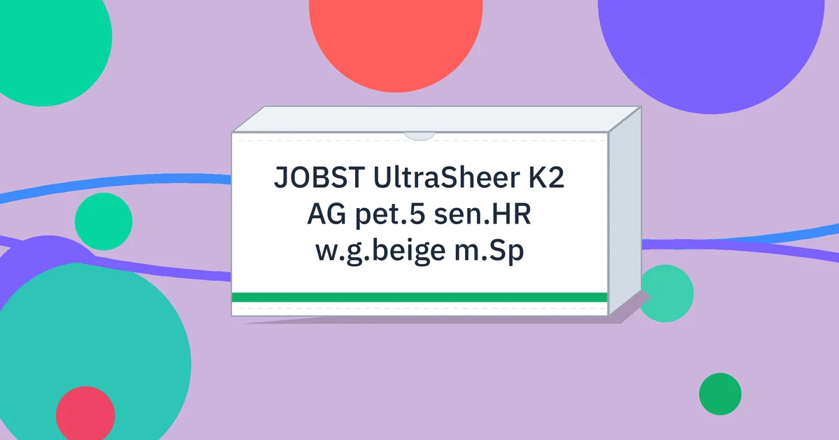 Symbolbild: Packung mit der Aufschrift JOBST UltraSheer K2 AG pet.5 sen.HR w.g.beige m.Sp (PZN 16304305) – Verfügbarkeit und Bezug in Apotheken in Frankfurt am Main