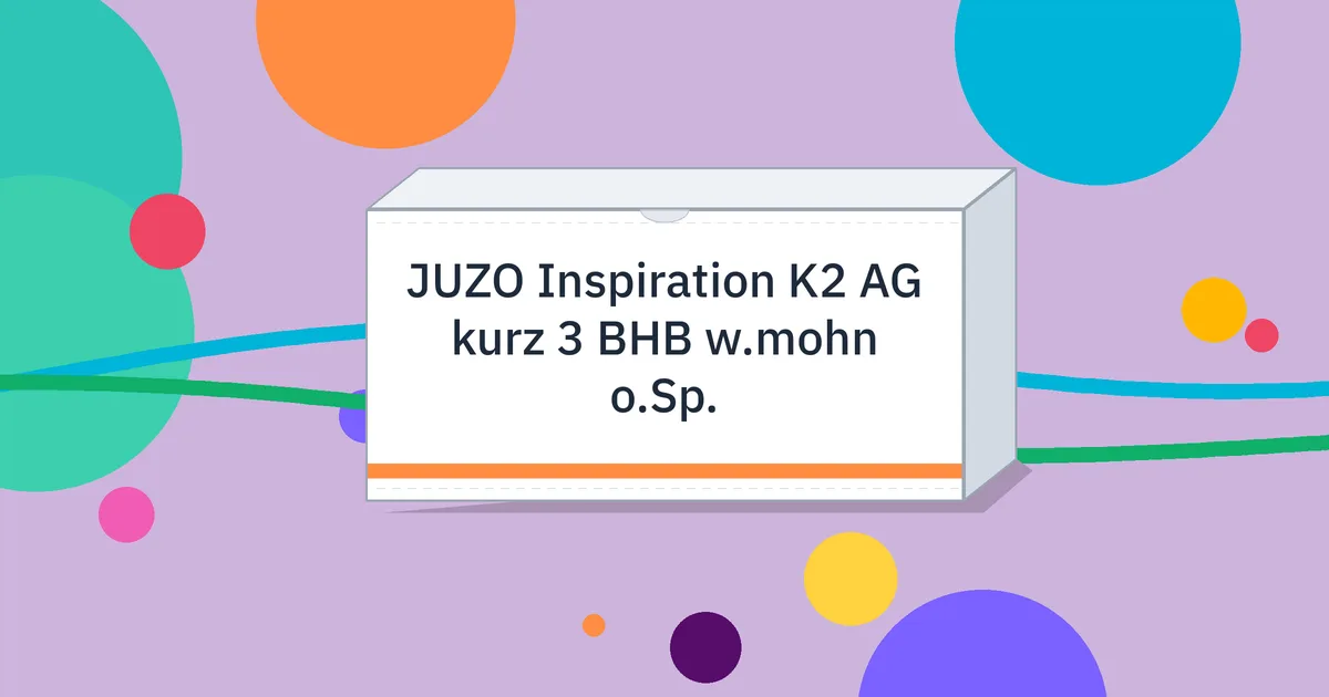 Symbolbild: Packung mit der Aufschrift JUZO Inspiration K2 AG kurz 3 BHB w.mohn o.Sp. (PZN 14850860) – Verfügbarkeit und Bezug in Apotheken in Frankfurt am Main