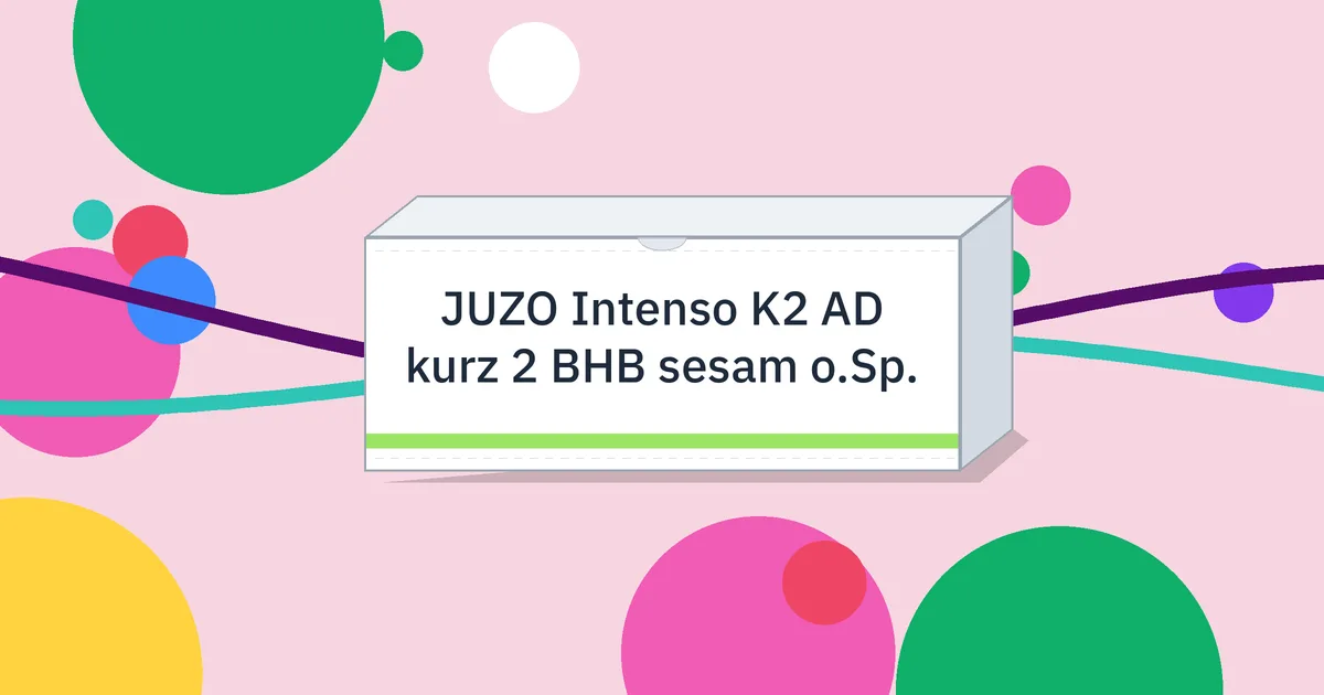 Symbolbild: Packung mit der Aufschrift JUZO Intenso K2 AD kurz 2 BHB sesam o.Sp. (PZN 18625002) – Verfügbarkeit und Bezug in Apotheken in Frankfurt am Main