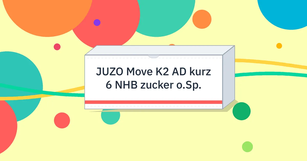 Symbolbild: Packung mit der Aufschrift JUZO Move K2 AD kurz 6 NHB zucker o.Sp. (PZN 18509336) – Verfügbarkeit und Bezug in Apotheken in Frankfurt am Main