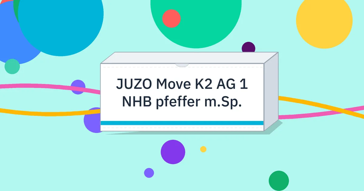 Symbolbild: Packung mit der Aufschrift JUZO Move K2 AG 1 NHB pfeffer m.Sp. (PZN 16636935) – Verfügbarkeit und Bezug in Apotheken in Frankfurt am Main