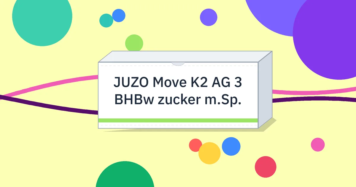 Symbolbild: Packung mit der Aufschrift JUZO Move K2 AG 3 BHBw zucker m.Sp. (PZN 18524324) – Verfügbarkeit und Bezug in Apotheken in Frankfurt am Main