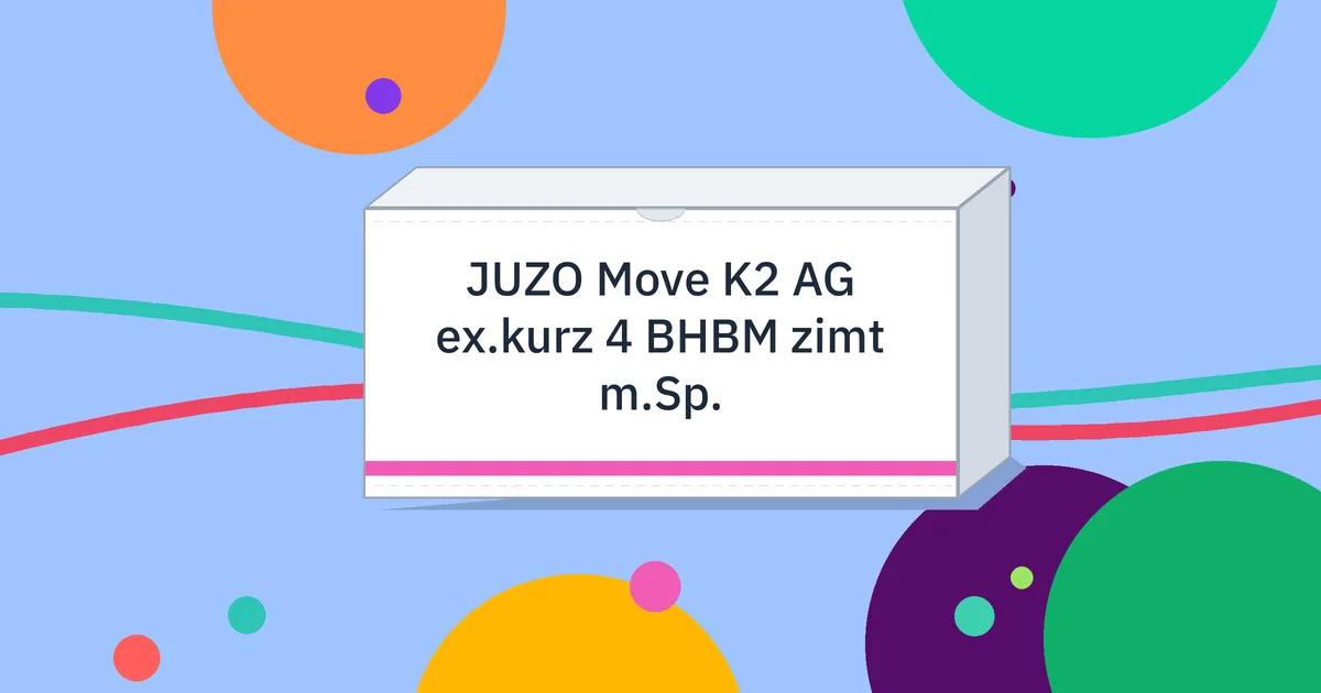 Symbolbild: Packung mit der Aufschrift JUZO Move K2 AG ex.kurz 4 BHBM zimt m.Sp. (PZN 18532559) – Verfügbarkeit und Bezug in Apotheken in Frankfurt am Main