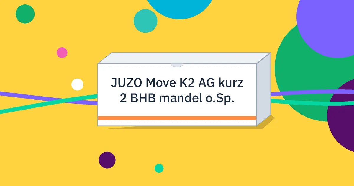 Symbolbild: Packung mit der Aufschrift JUZO Move K2 AG kurz 2 BHB mandel o.Sp. (PZN 16639388) – Verfügbarkeit und Bezug in Apotheken in Frankfurt am Main