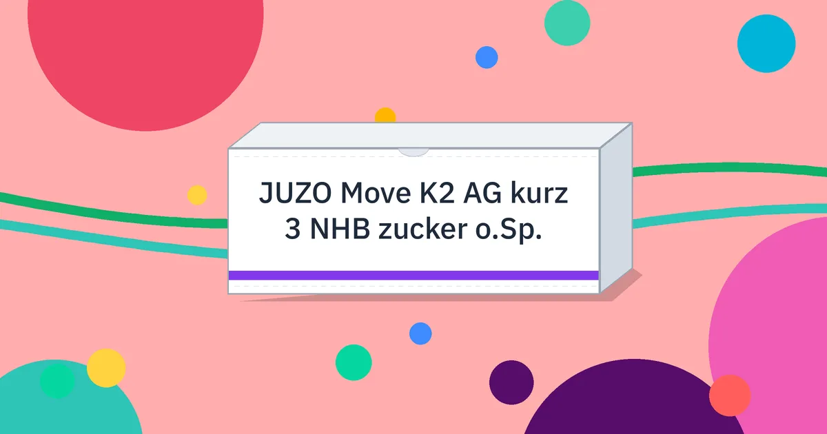 Symbolbild: Packung mit der Aufschrift JUZO Move K2 AG kurz 3 NHB zucker o.Sp. (PZN 18529600) – Verfügbarkeit und Bezug in Apotheken in Frankfurt am Main