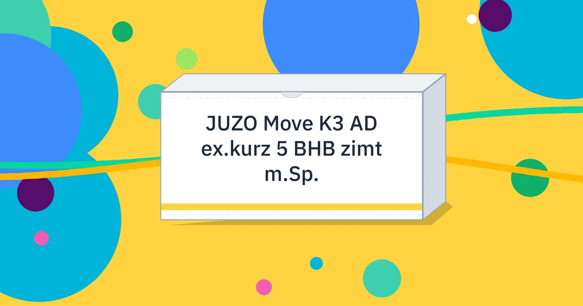 Symbolbild: Packung mit der Aufschrift JUZO Move K3 AD ex.kurz 5 BHB zimt m.Sp. (PZN 18569717) – Verfügbarkeit und Bezug in Apotheken in Frankfurt am Main