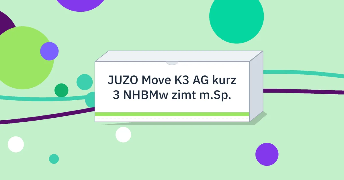 Symbolbild: Packung mit der Aufschrift JUZO Move K3 AG kurz 3 NHBMw zimt m.Sp. (PZN 18578917) – Verfügbarkeit und Bezug in Apotheken in Frankfurt am Main