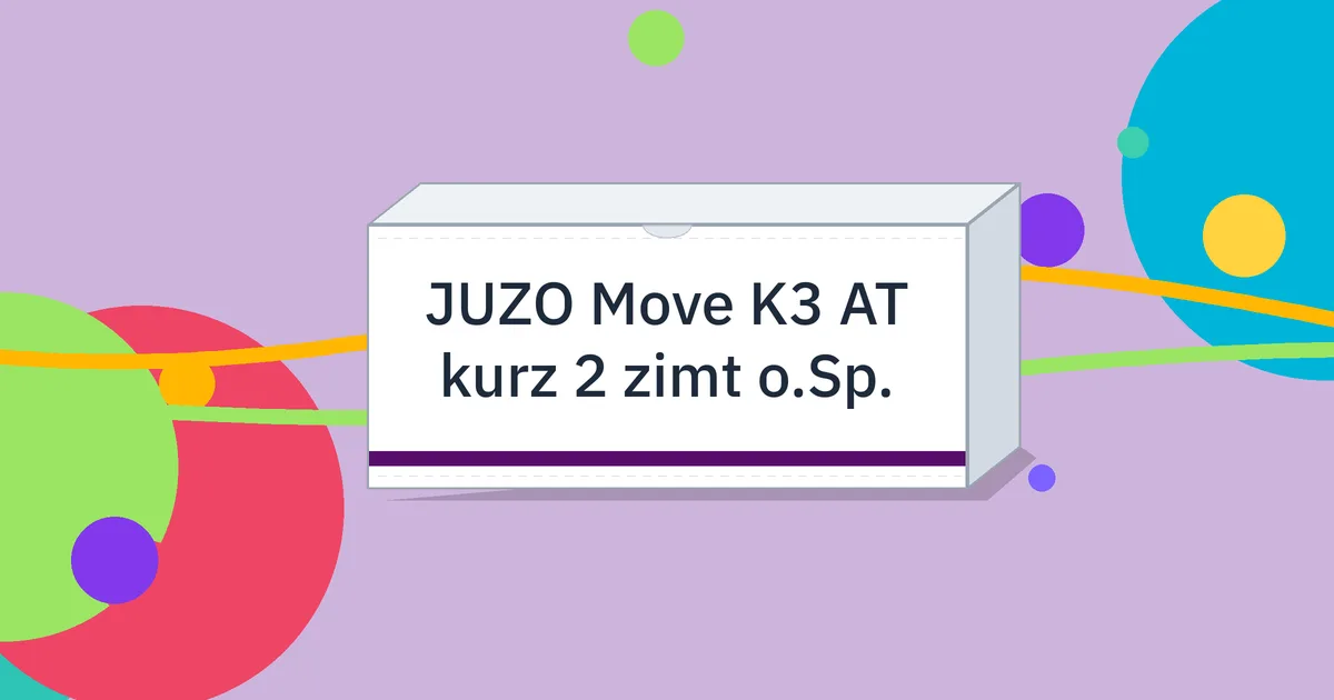 Symbolbild: Packung mit der Aufschrift JUZO Move K3 AT kurz 2 zimt o.Sp. (PZN 20684590) – Verfügbarkeit und Bezug in Apotheken in Frankfurt am Main