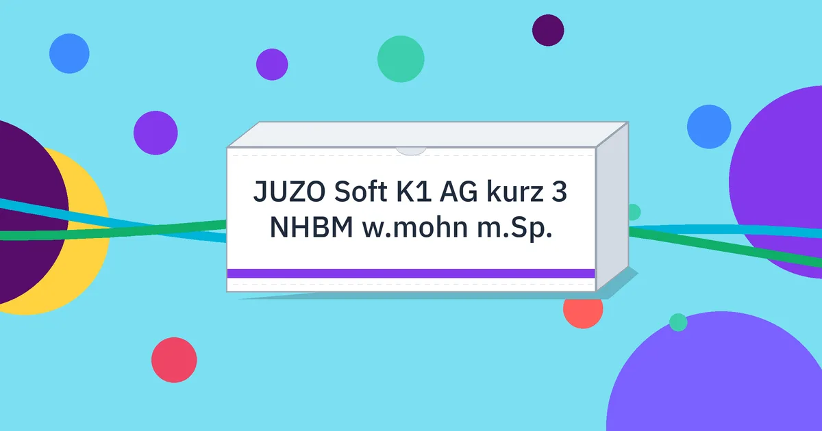 Symbolbild: Packung mit der Aufschrift JUZO Soft K1 AG kurz 3 NHBM w.mohn m.Sp. (PZN 15016165) – Verfügbarkeit und Bezug in Apotheken in Frankfurt am Main