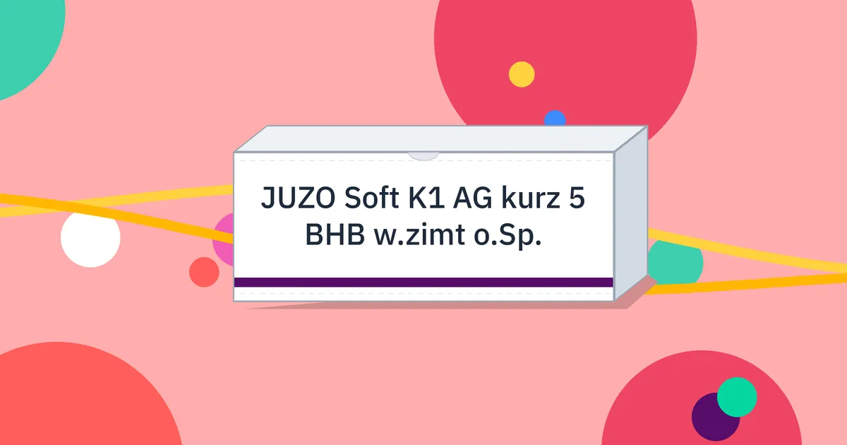 Symbolbild: Packung mit der Aufschrift JUZO Soft K1 AG kurz 5 BHB w.zimt o.Sp. (PZN 14838681) – Verfügbarkeit und Bezug in Apotheken in Frankfurt am Main