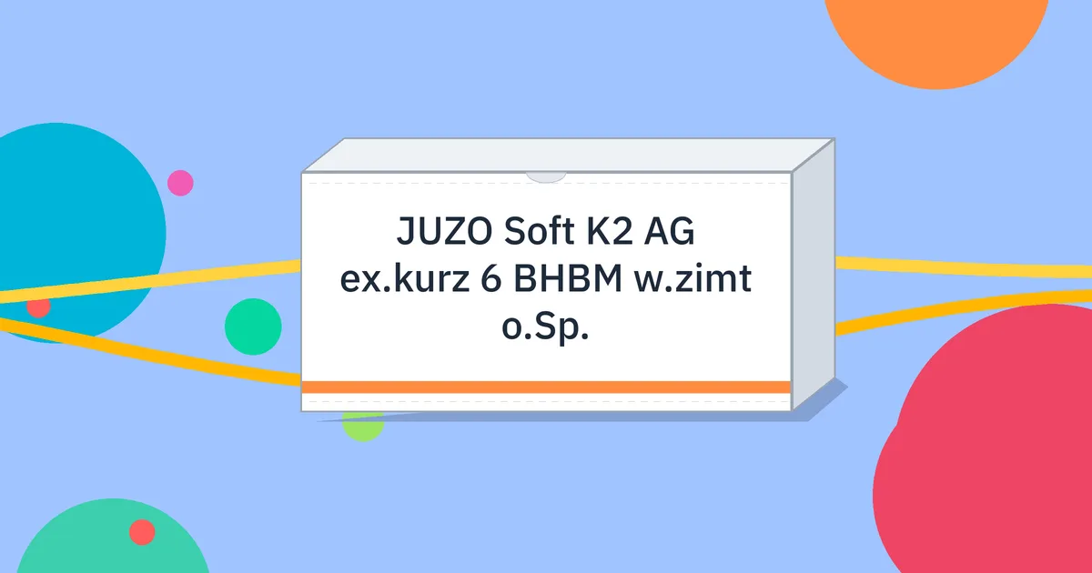 Symbolbild: Packung mit der Aufschrift JUZO Soft K2 AG ex.kurz 6 BHBM w.zimt o.Sp. (PZN 14870041) – Verfügbarkeit und Bezug in Apotheken in Frankfurt am Main