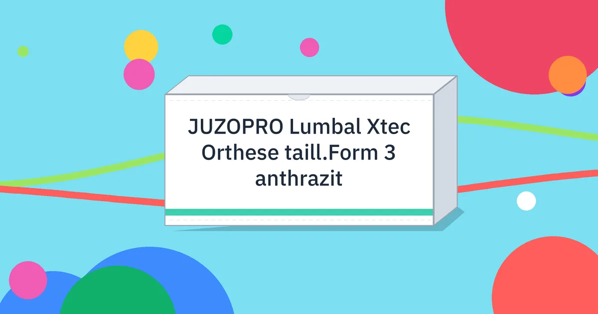 Symbolbild: Packung mit der Aufschrift JUZOPRO Lumbal Xtec Orthese taill.Form 3 anthrazit (PZN 16498284) – Verfügbarkeit und Bezug in Apotheken in Frankfurt am Main