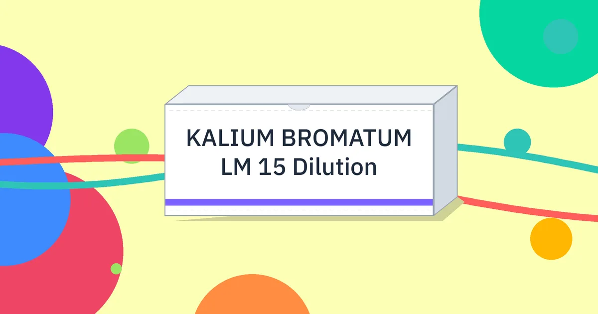 Symbolbild: Packung mit der Aufschrift KALIUM BROMATUM LM 15 Dilution (PZN 12917910) – Verfügbarkeit und Bezug in Apotheken in Frankfurt am Main