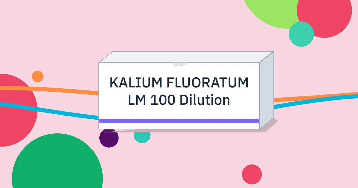 Symbolbild: Packung mit der Aufschrift KALIUM FLUORATUM LM 100 Dilution (PZN 12921811) – Verfügbarkeit und Bezug in Apotheken in Frankfurt am Main
