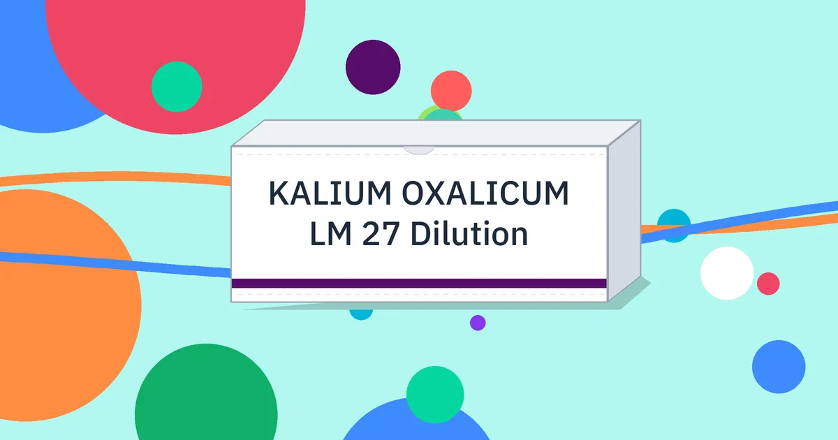 Symbolbild: Packung mit der Aufschrift KALIUM OXALICUM LM 27 Dilution (PZN 12923810) – Verfügbarkeit und Bezug in Apotheken in Frankfurt am Main