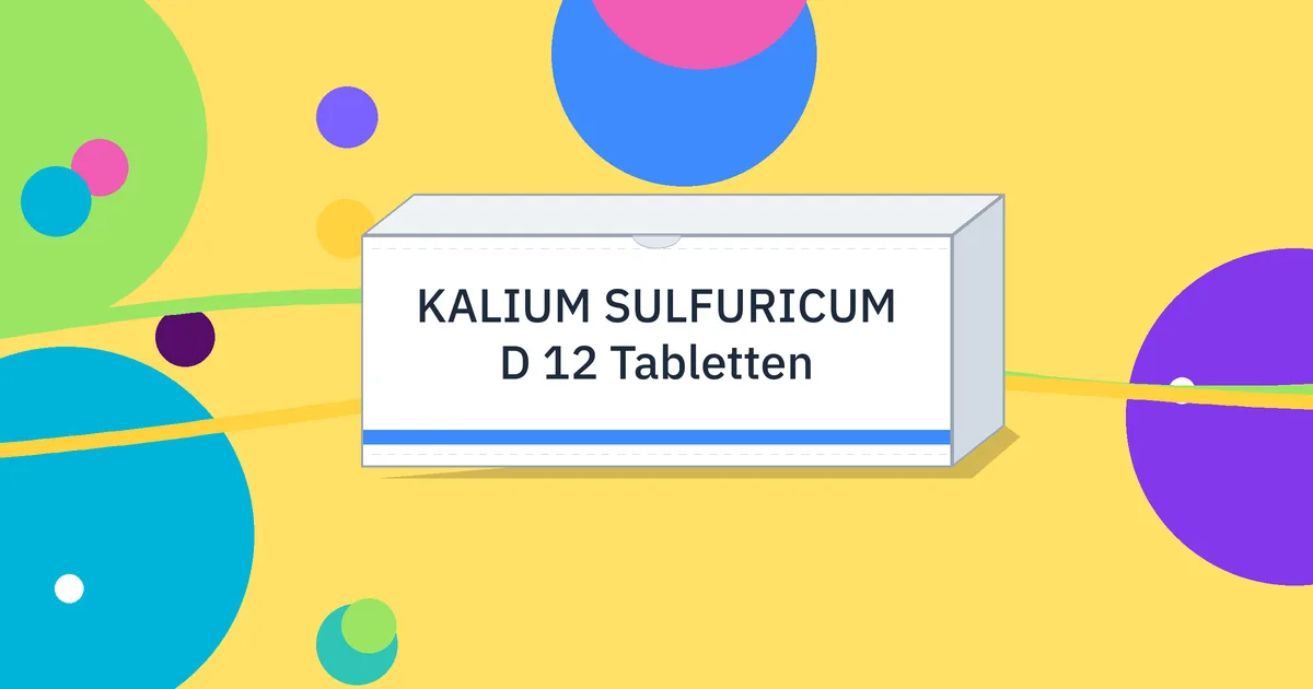 Symbolbild: Packung mit der Aufschrift KALIUM SULFURICUM D 12 Tabletten (PZN 02119165) – Verfügbarkeit und Bezug in Apotheken in Frankfurt am Main