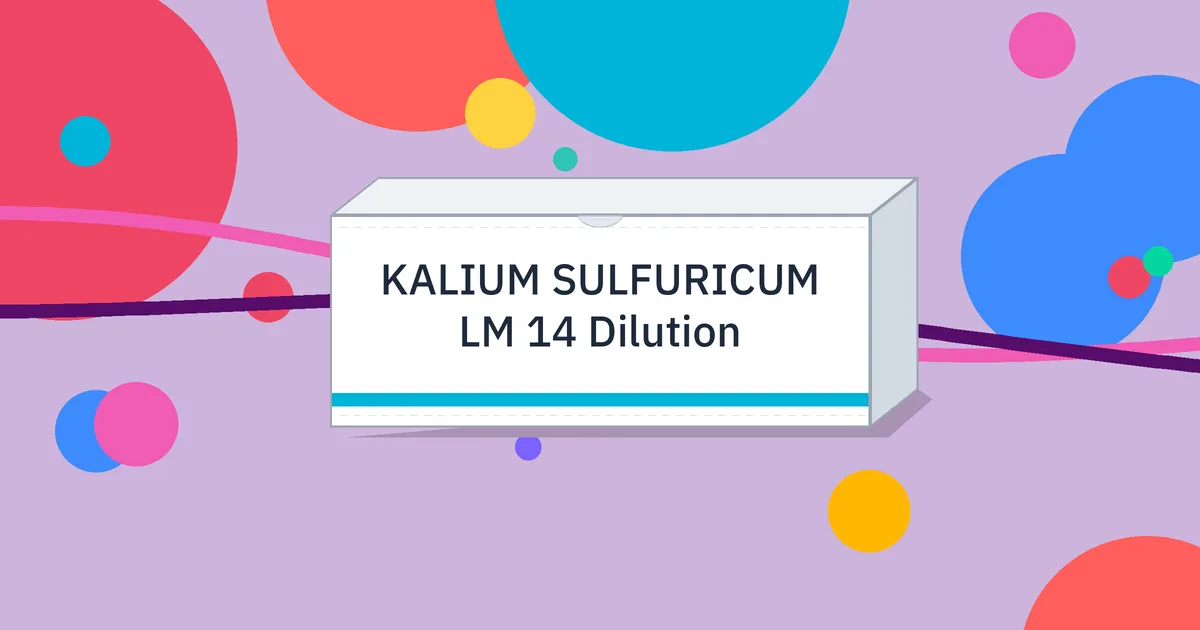 Symbolbild: Packung mit der Aufschrift KALIUM SULFURICUM LM 14 Dilution (PZN 12926323) – Verfügbarkeit und Bezug in Apotheken in Frankfurt am Main
