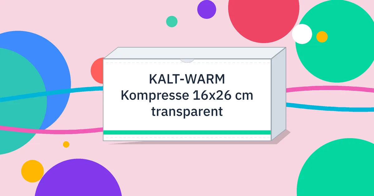 Symbolbild: Packung mit der Aufschrift KALT-WARM Kompresse 16x26 cm transparent (PZN 01288368) – Verfügbarkeit und Bezug in Apotheken in Frankfurt am Main