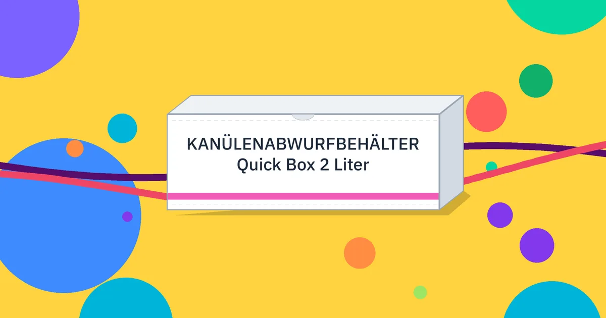 Symbolbild: Packung mit der Aufschrift KANÜLENABWURFBEHÄLTER Quick Box 2 Liter (PZN 08909750) – Verfügbarkeit und Bezug in Apotheken in Frankfurt am Main