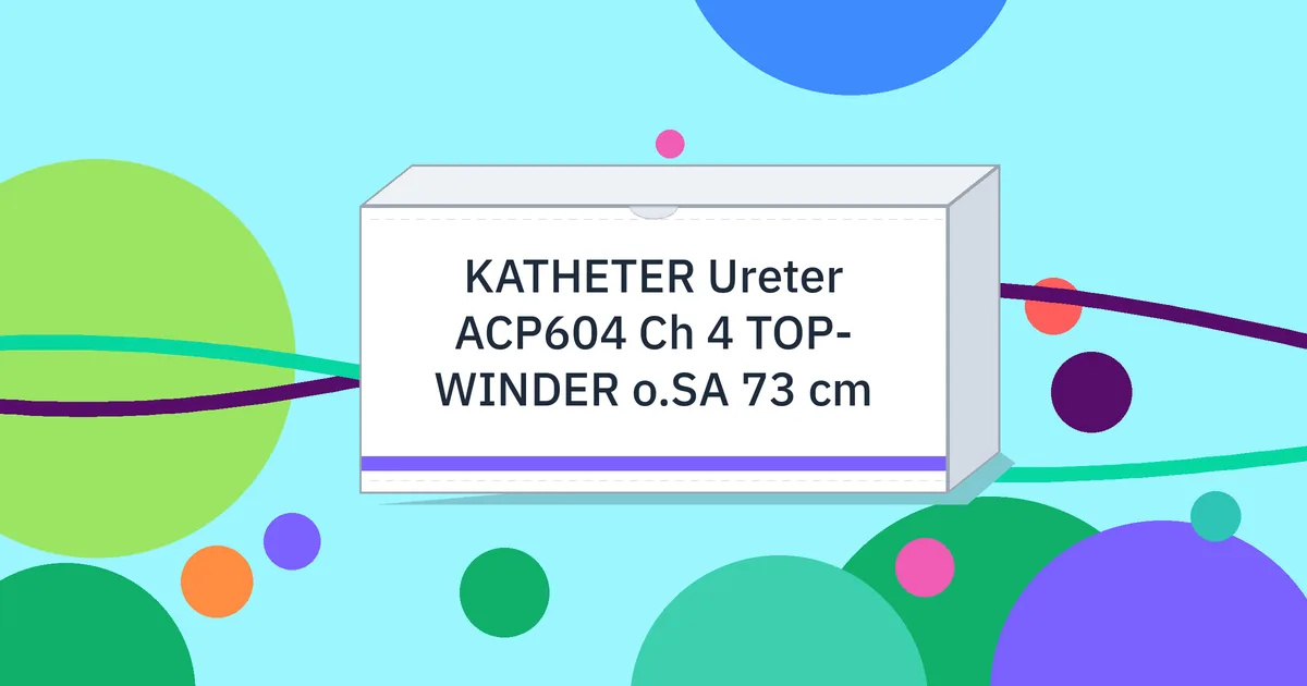 Symbolbild: Packung mit der Aufschrift KATHETER Ureter ACP604 Ch 4 TOP-WINDER o.SA 73 cm (PZN 00752757) – Verfügbarkeit und Bezug in Apotheken in Frankfurt am Main