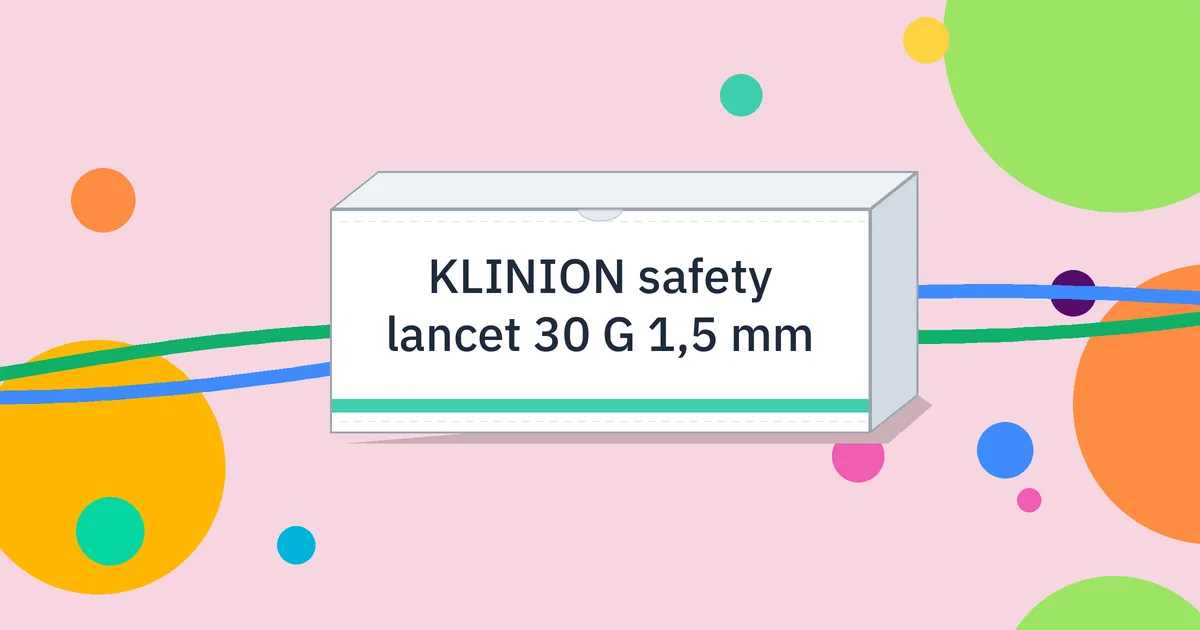 Symbolbild: Packung mit der Aufschrift KLINION safety lancet 30 G 1,5 mm (PZN 19384227) – Verfügbarkeit und Bezug in Apotheken in Frankfurt am Main