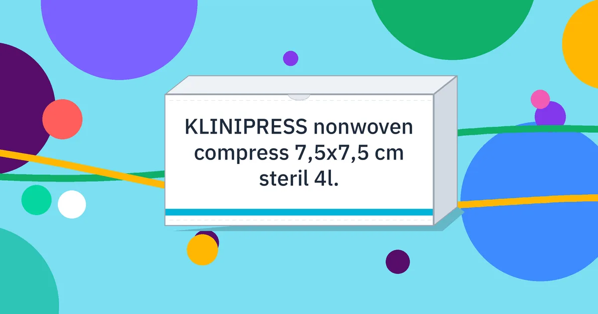 Symbolbild: Packung mit der Aufschrift KLINIPRESS nonwoven compress 7,5x7,5 cm steril 4l. (PZN 13242325) – Verfügbarkeit und Bezug in Apotheken in Frankfurt am Main