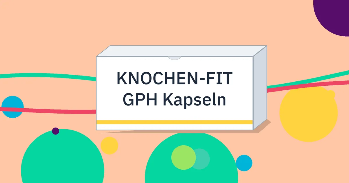 Symbolbild: Packung mit der Aufschrift KNOCHEN-FIT GPH Kapseln (PZN 11189986) – Verfügbarkeit und Bezug in Apotheken in Frankfurt am Main