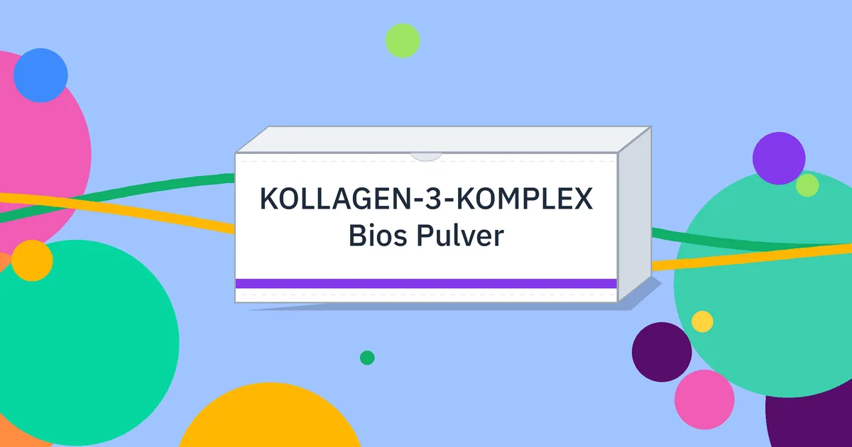 Symbolbild: Packung mit der Aufschrift KOLLAGEN-3-KOMPLEX Bios Pulver (PZN 20891828) – Verfügbarkeit und Bezug in Apotheken in Frankfurt am Main