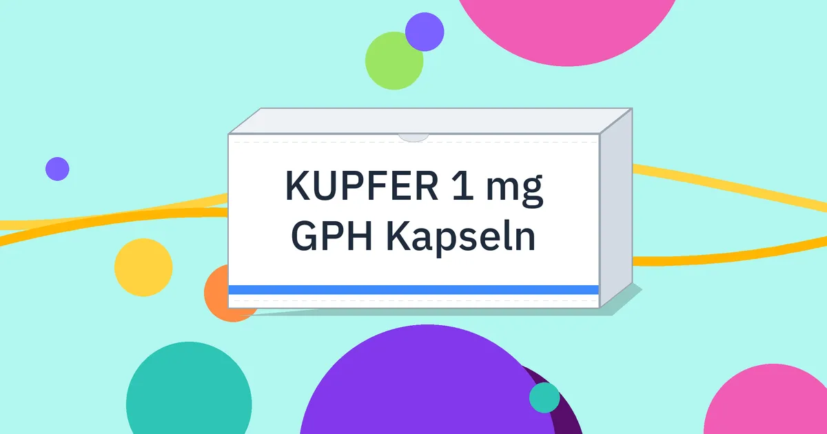 Symbolbild: Packung mit der Aufschrift KUPFER 1 mg GPH Kapseln (PZN 01569179) – Verfügbarkeit und Bezug in Apotheken in Frankfurt am Main