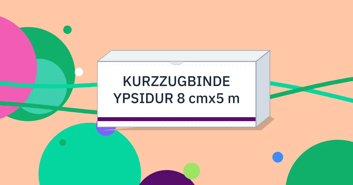Symbolbild: Packung mit der Aufschrift KURZZUGBINDE YPSIDUR 8 cmx5 m (PZN 07607432) – Verfügbarkeit und Bezug in Apotheken in Frankfurt am Main