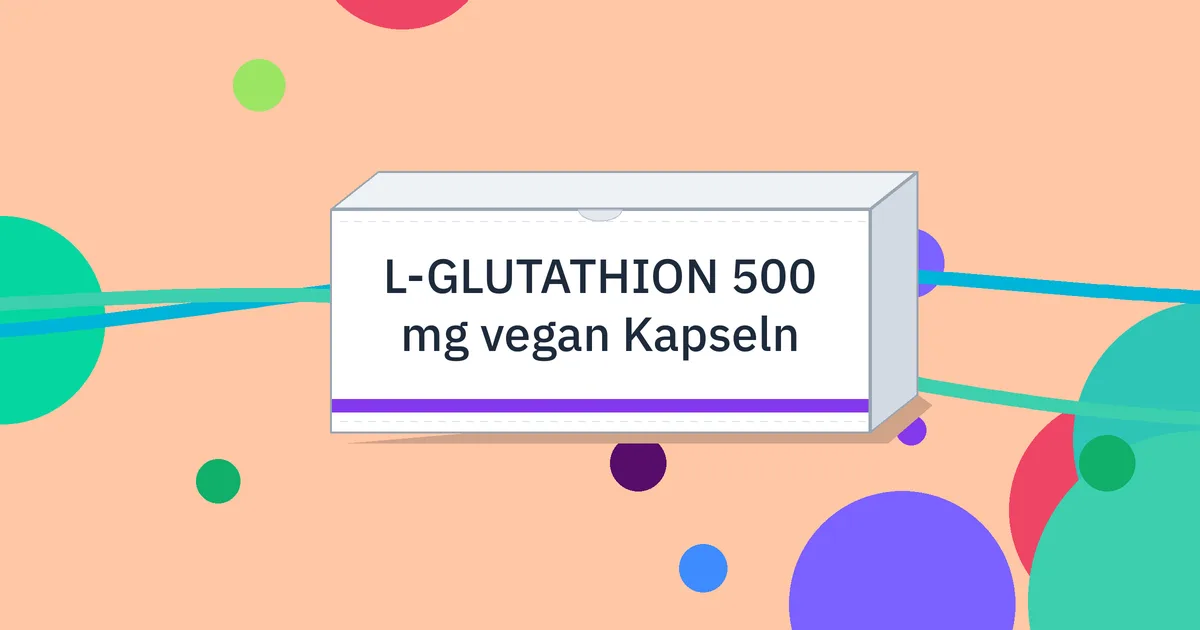 Symbolbild: Packung mit der Aufschrift L-GLUTATHION 500 mg vegan Kapseln (PZN 18193672) – Verfügbarkeit und Bezug in Apotheken in Frankfurt am Main