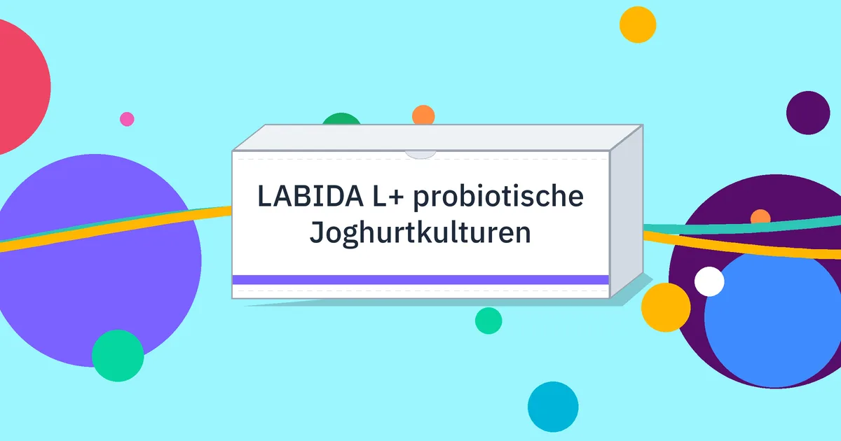 Symbolbild: Packung mit der Aufschrift LABIDA L+ probiotische Joghurtkulturen (PZN 11731652) – Verfügbarkeit und Bezug in Apotheken in Frankfurt am Main