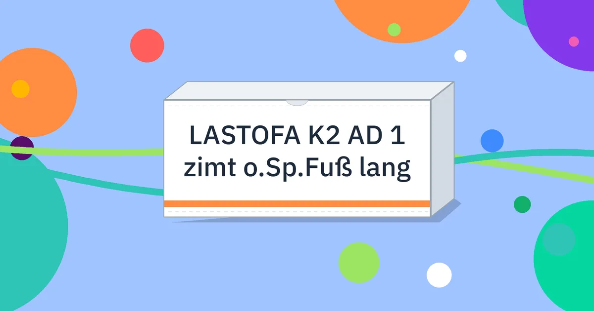 Symbolbild: Packung mit der Aufschrift LASTOFA K2 AD 1 zimt o.Sp.Fuß lang (PZN 14146977) – Verfügbarkeit und Bezug in Apotheken in Frankfurt am Main