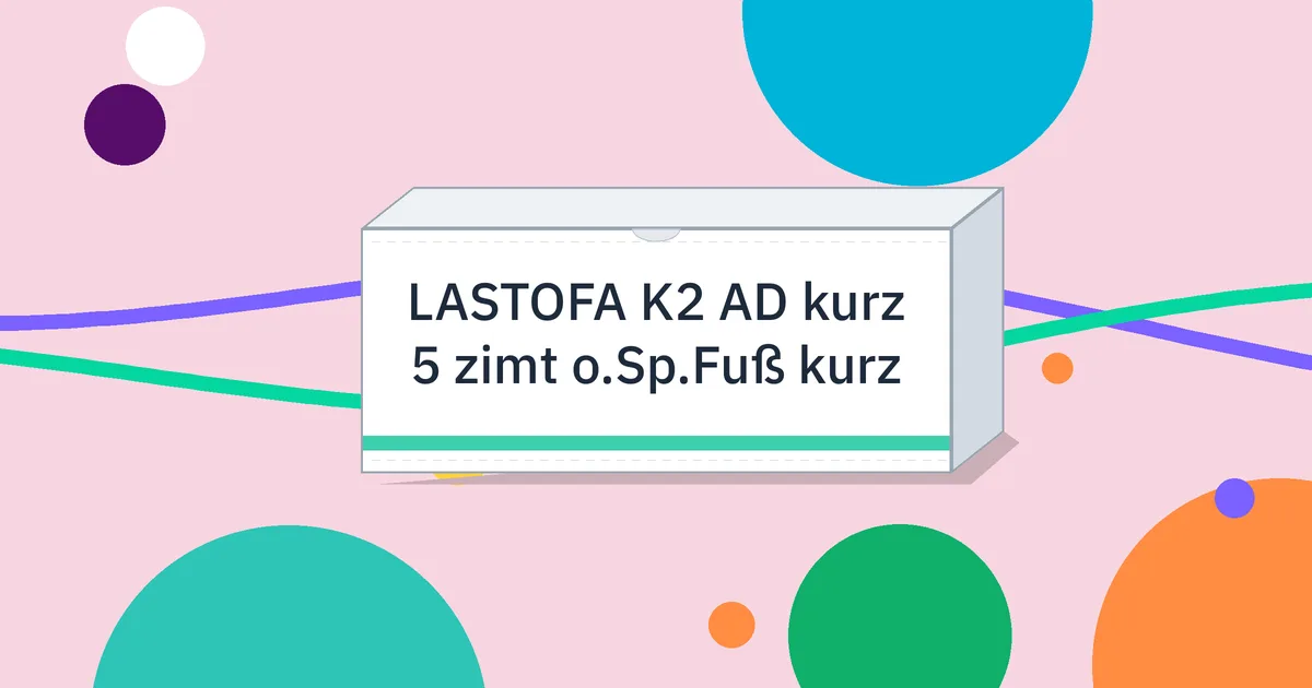 Symbolbild: Packung mit der Aufschrift LASTOFA K2 AD kurz 5 zimt o.Sp.Fuß kurz (PZN 13800972) – Verfügbarkeit und Bezug in Apotheken in Frankfurt am Main