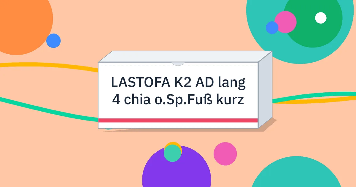 Symbolbild: Packung mit der Aufschrift LASTOFA K2 AD lang 4 chia o.Sp.Fuß kurz (PZN 13800498) – Verfügbarkeit und Bezug in Apotheken in Frankfurt am Main