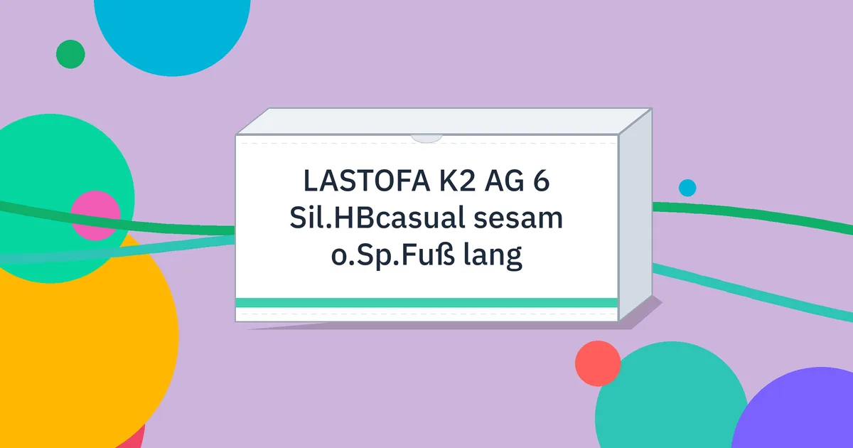 Symbolbild: Packung mit der Aufschrift LASTOFA K2 AG 6 Sil.HBcasual sesam o.Sp.Fuß lang (PZN 14150513) – Verfügbarkeit und Bezug in Apotheken in Frankfurt am Main