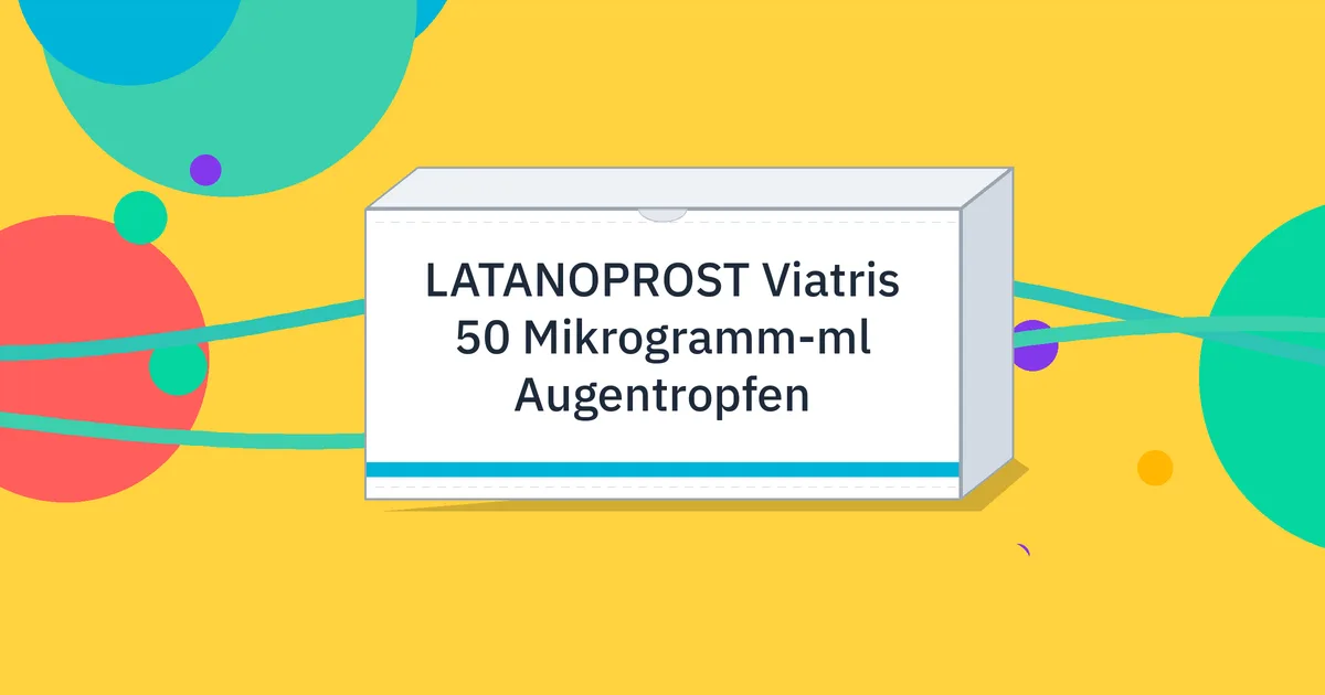 Symbolbild: Packung mit der Aufschrift LATANOPROST Viatris 50 Mikrogramm-ml Augentropfen (PZN 17901718) – Verfügbarkeit und Bezug in Apotheken in Frankfurt am Main