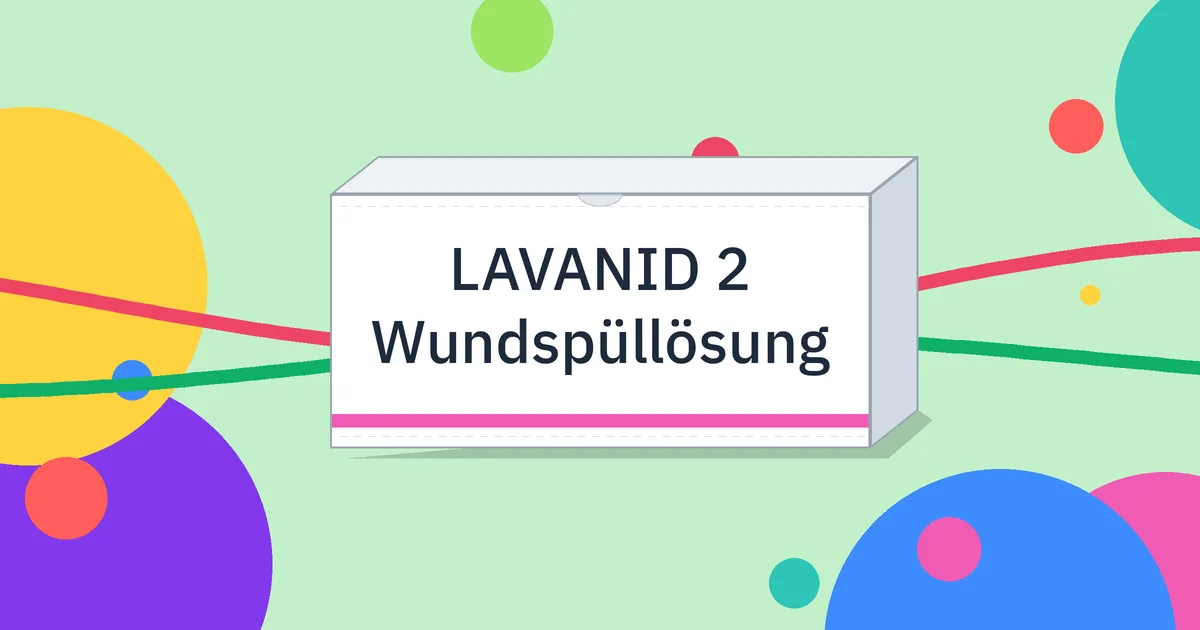 Symbolbild: Packung mit der Aufschrift LAVANID 2 Wundspüllösung (PZN 18731075) – Verfügbarkeit und Bezug in Apotheken in Frankfurt am Main