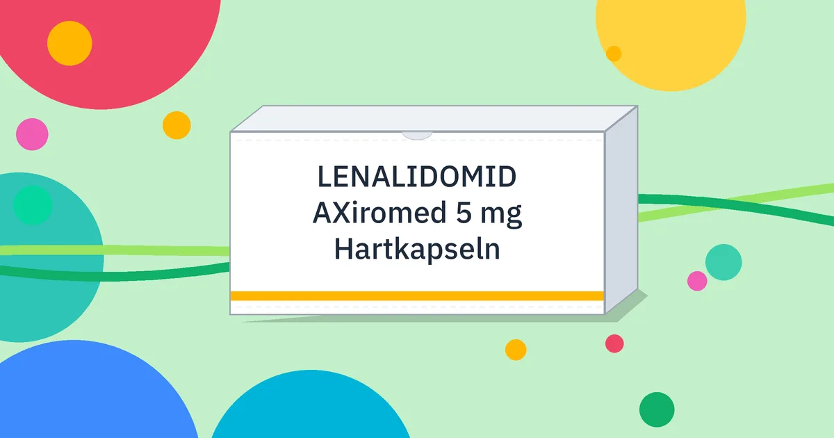 Symbolbild: Packung mit der Aufschrift LENALIDOMID AXiromed 5 mg Hartkapseln (PZN 18488806) – Verfügbarkeit und Bezug in Apotheken in Frankfurt am Main