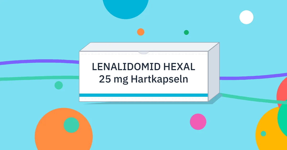 Symbolbild: Packung mit der Aufschrift LENALIDOMID HEXAL 25 mg Hartkapseln (PZN 17481765) – Verfügbarkeit und Bezug in Apotheken in Frankfurt am Main