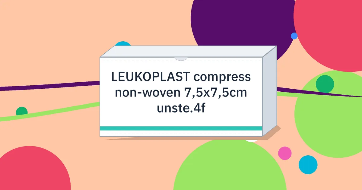 Symbolbild: Packung mit der Aufschrift LEUKOPLAST compress non-woven 7,5x7,5cm unste.4f (PZN 19064474) – Verfügbarkeit und Bezug in Apotheken in Frankfurt am Main