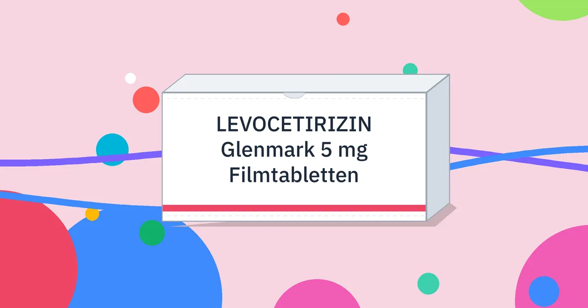 Symbolbild: Packung mit der Aufschrift LEVOCETIRIZIN Glenmark 5 mg Filmtabletten (PZN 03343054) – Verfügbarkeit und Bezug in Apotheken in Frankfurt am Main