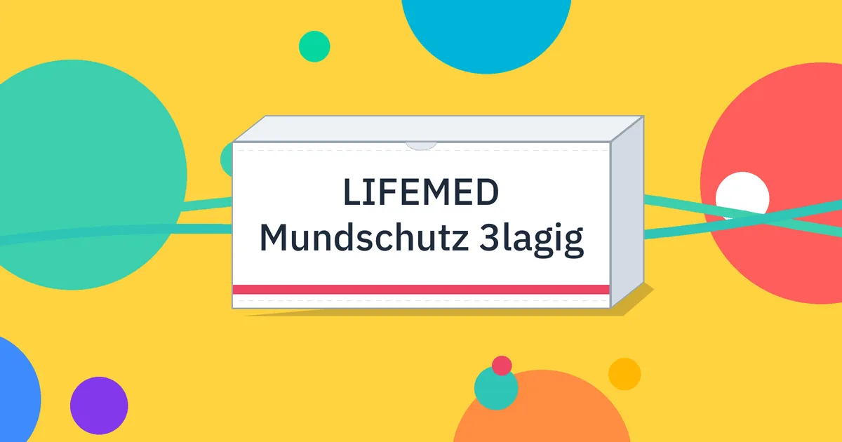Symbolbild: Packung mit der Aufschrift LIFEMED Mundschutz 3lagig (PZN 16687275) – Verfügbarkeit und Bezug in Apotheken in Frankfurt am Main