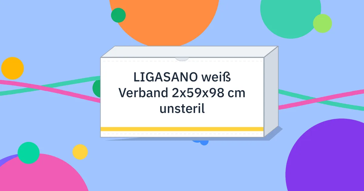 Symbolbild: Packung mit der Aufschrift LIGASANO weiß Verband 2x59x98 cm unsteril (PZN 20172080) – Verfügbarkeit und Bezug in Apotheken in Frankfurt am Main