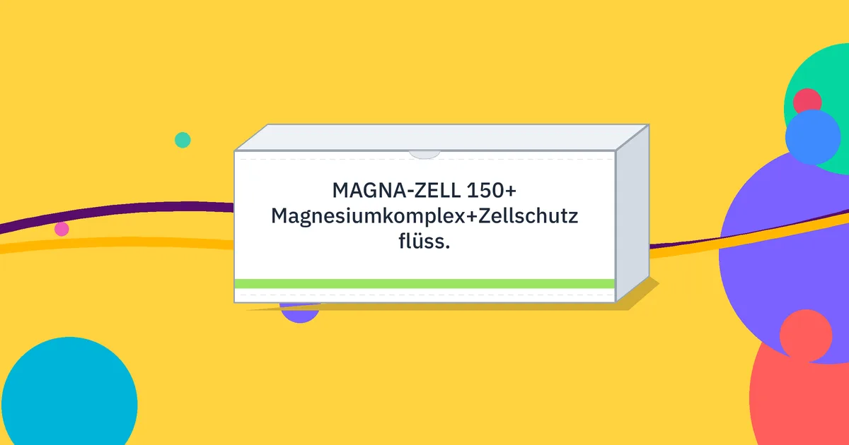 Symbolbild: Packung mit der Aufschrift MAGNA-ZELL 150+ Magnesiumkomplex+Zellschutz flüss. (PZN 20020068) – Verfügbarkeit und Bezug in Apotheken in Frankfurt am Main