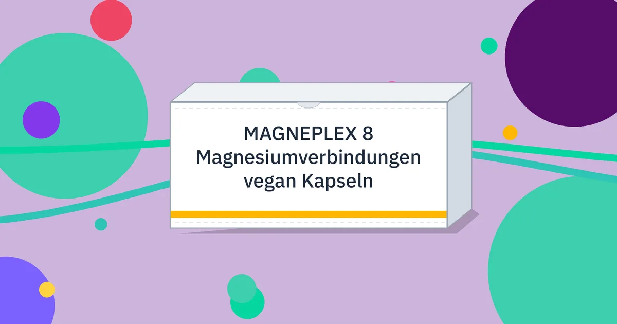 Symbolbild: Packung mit der Aufschrift MAGNEPLEX 8 Magnesiumverbindungen vegan Kapseln (PZN 19810747) – Verfügbarkeit und Bezug in Apotheken in Frankfurt am Main