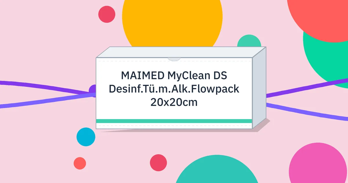 Symbolbild: Packung mit der Aufschrift MAIMED MyClean DS Desinf.Tü.m.Alk.Flowpack 20x20cm (PZN 16913228) – Verfügbarkeit und Bezug in Apotheken in Frankfurt am Main