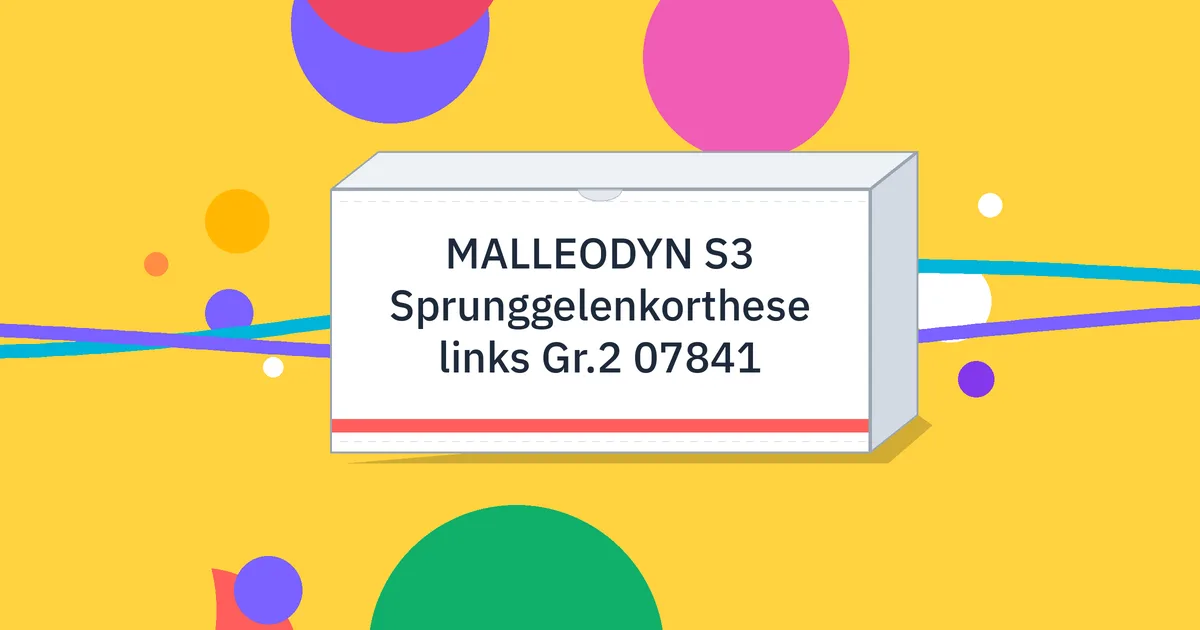 Symbolbild: Packung mit der Aufschrift MALLEODYN S3 Sprunggelenkorthese links Gr.2 07841 (PZN 15781569) – Verfügbarkeit und Bezug in Apotheken in Frankfurt am Main